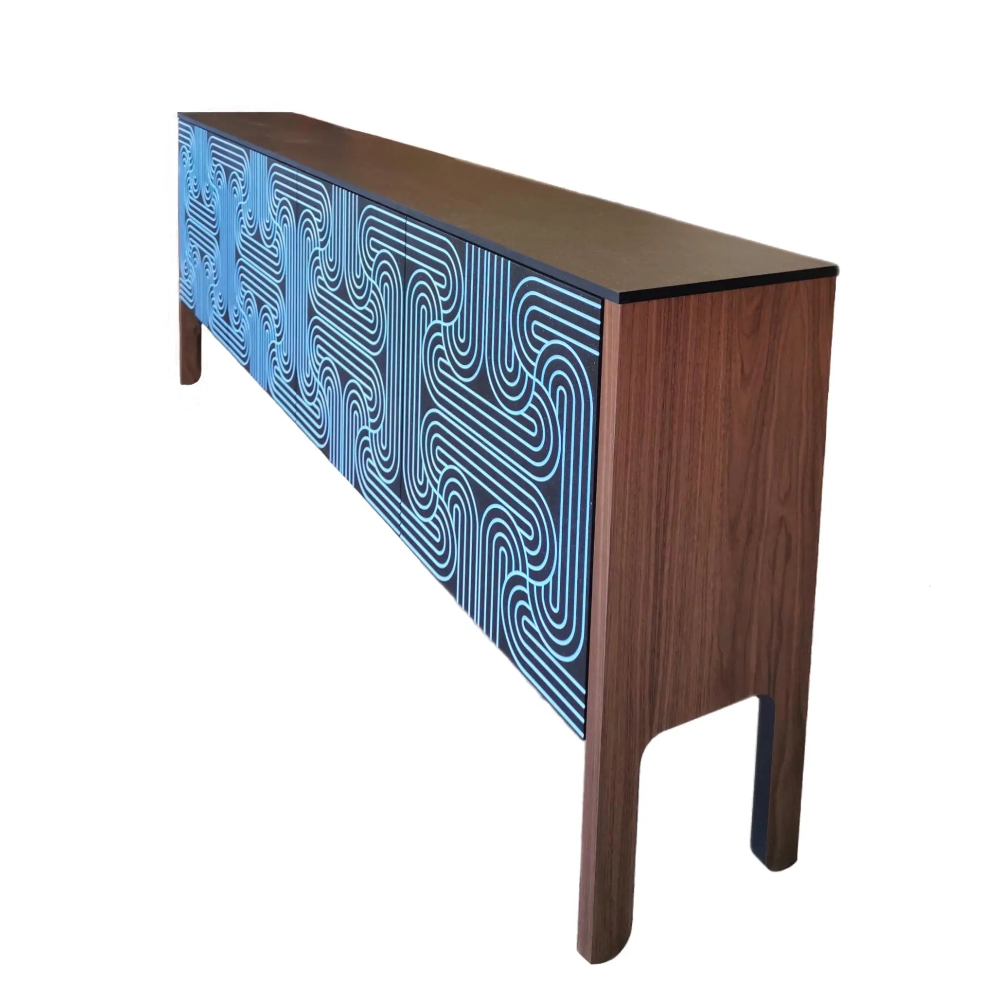 Loop Sideboard 4 Door | Contemporary Green & Gold Credenza – CoucouManou