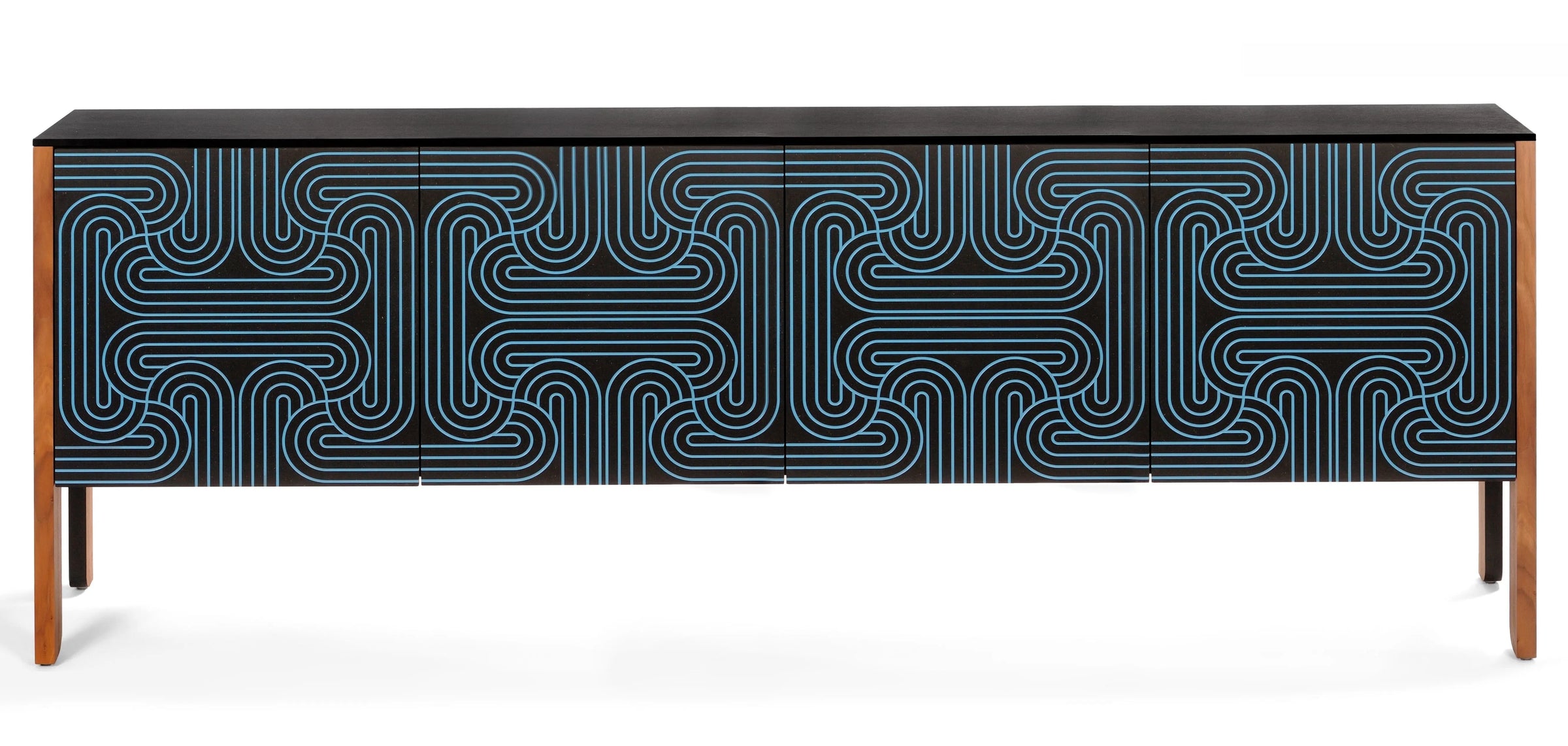 Loop Sideboard 4 Door | Contemporary Green & Gold Credenza – CoucouManou
