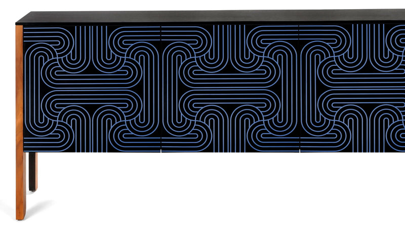 Handcrafted Loop Sideboard in black & gold. Made in France by CoucouManou