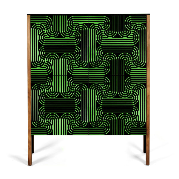 Black cabinet with patterned doors in various colours - CoucouManou