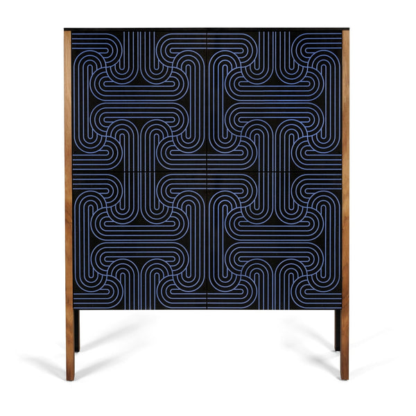 Black cabinet with patterned doors in various colours - CoucouManou